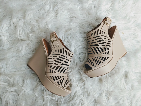 Charlotte Russe | Shoes | Charlotte Russe Nude Cut Out Wedges | Poshmark